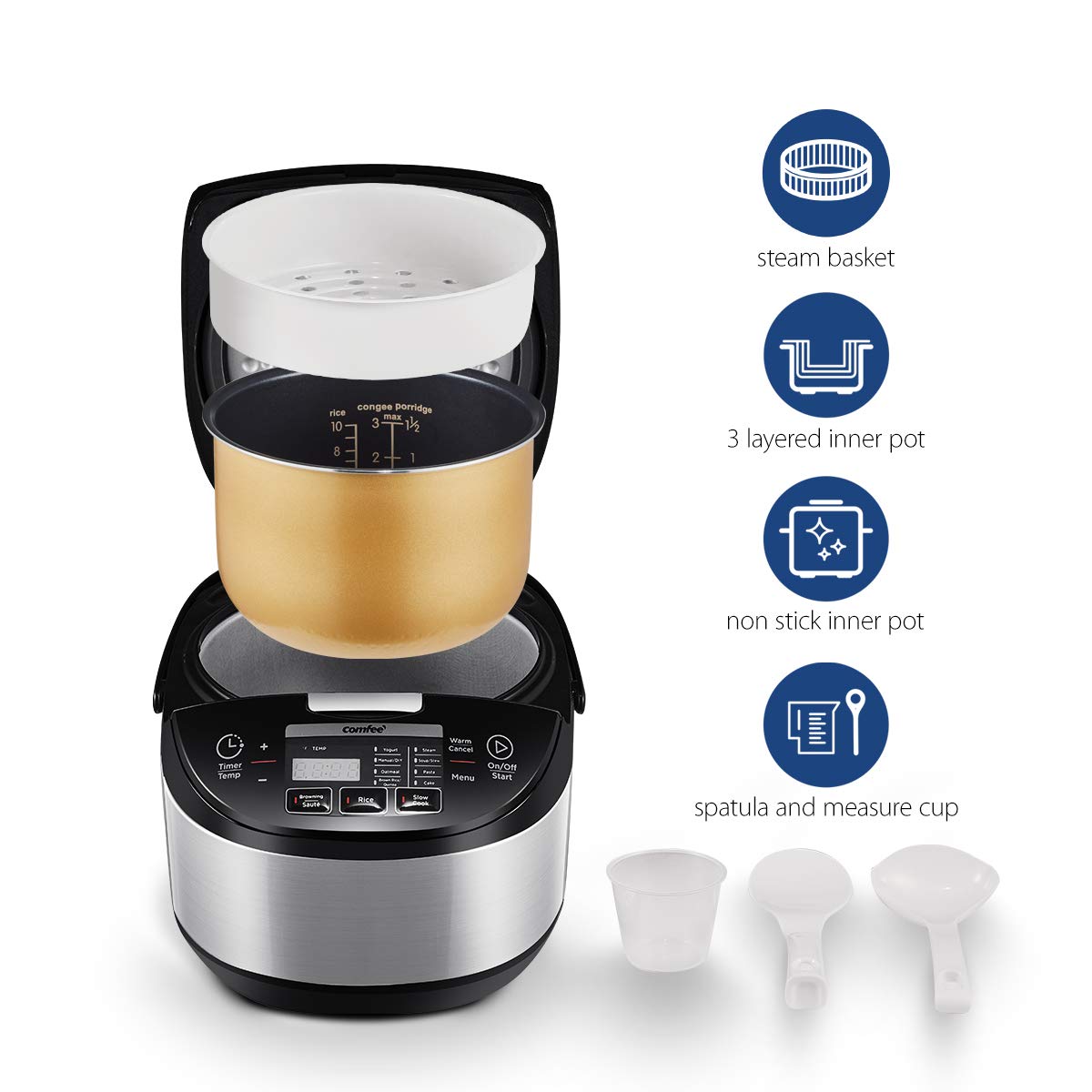 Mua COMFEE' 5.2Qt Asian Style Programmable All-in-1 Multi Cooker, Rice ...