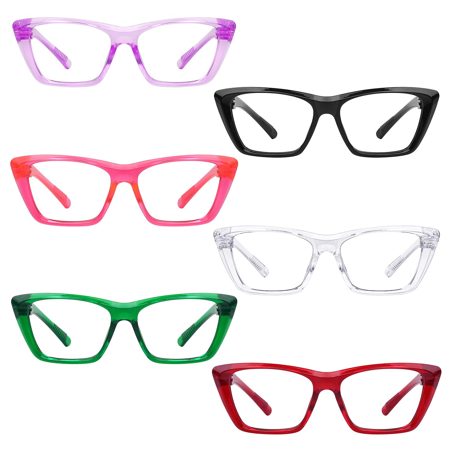 GTSY 6-Pack Metalless & Screwless Spring Hinges Reading Glasses for ...