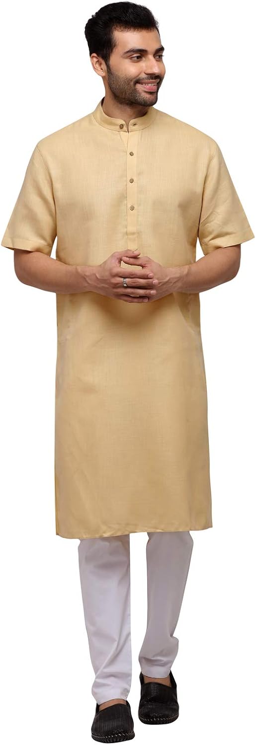 Buy MODI Kurta Men's Beige Cotton Blend Self Textured Kurta at Amazon.in