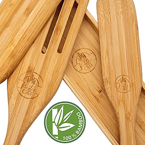 Rustic Chef's Bamboo spurtles set of 3 Pieces with spurtle holder - 13 ...
