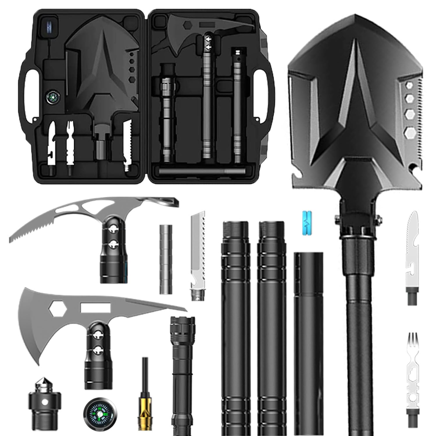 OnePX Folding Survival Shovel Axe Kit Military Grade, Multifunctional ...