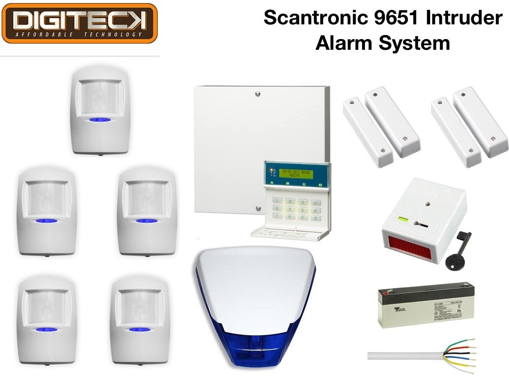Scantronic 9651 EN41 Intruder Alarm System W/ Keypad, PIR, Bellbox ...
