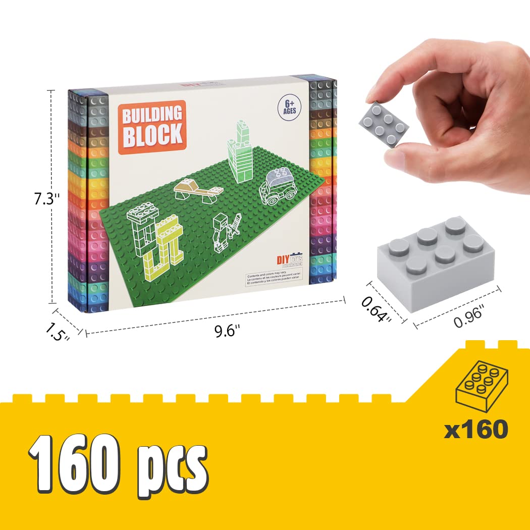 Etarnfly Classic Building Bricks, 160 Piece 2x3 Building Blocks STEM ...