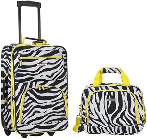 Amazon.com | Rockland Printed 2 PC LIME ZEBRA LUGGAGE SET | Luggage Sets