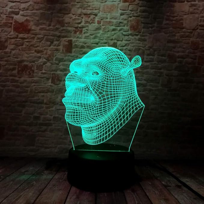 Shrek Anime Model, Led Night Light, 3D Illusion, Color Flash Lighting ...