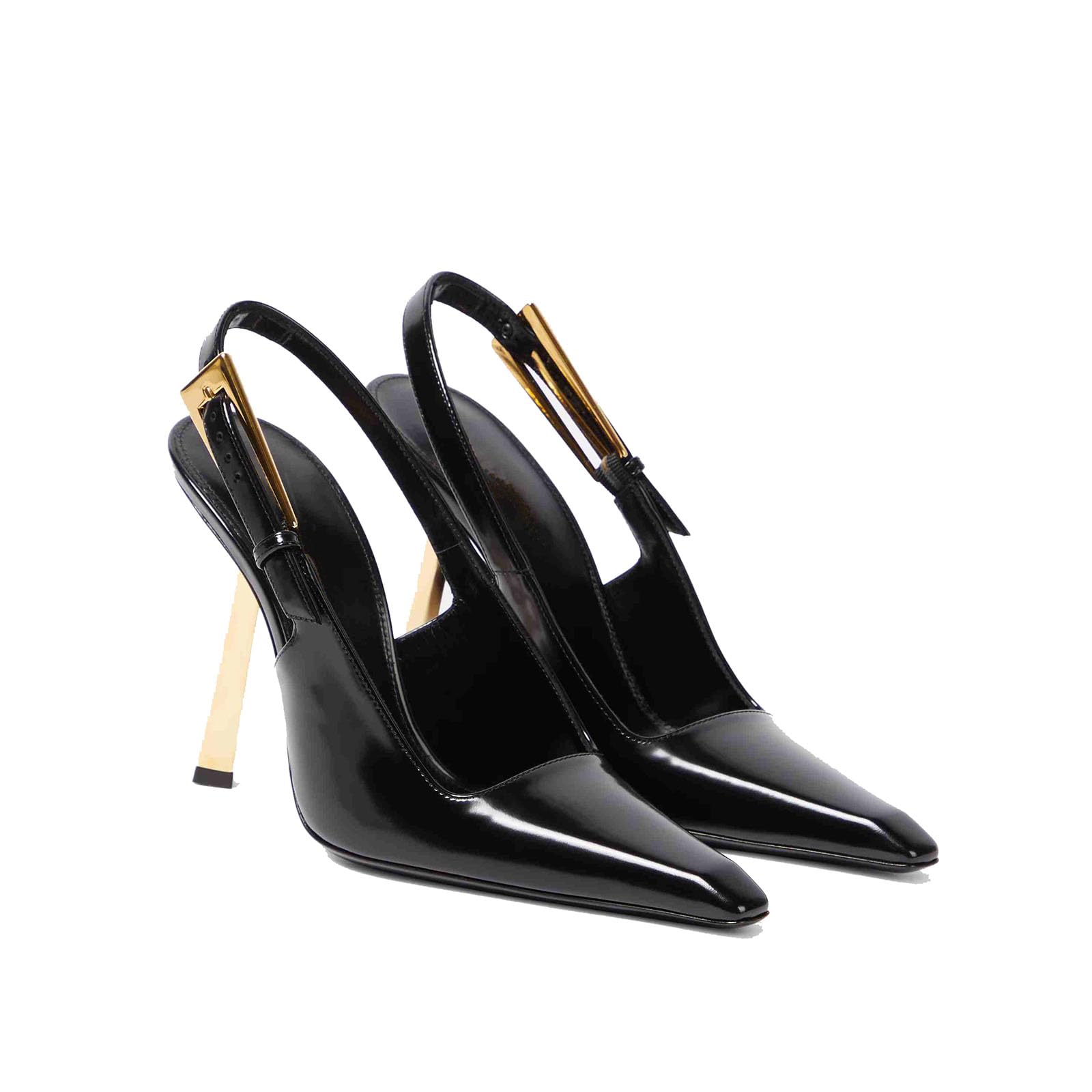 THESHY Women's Slingback Stiletto High Heels Square Toe Metal Buckle ...