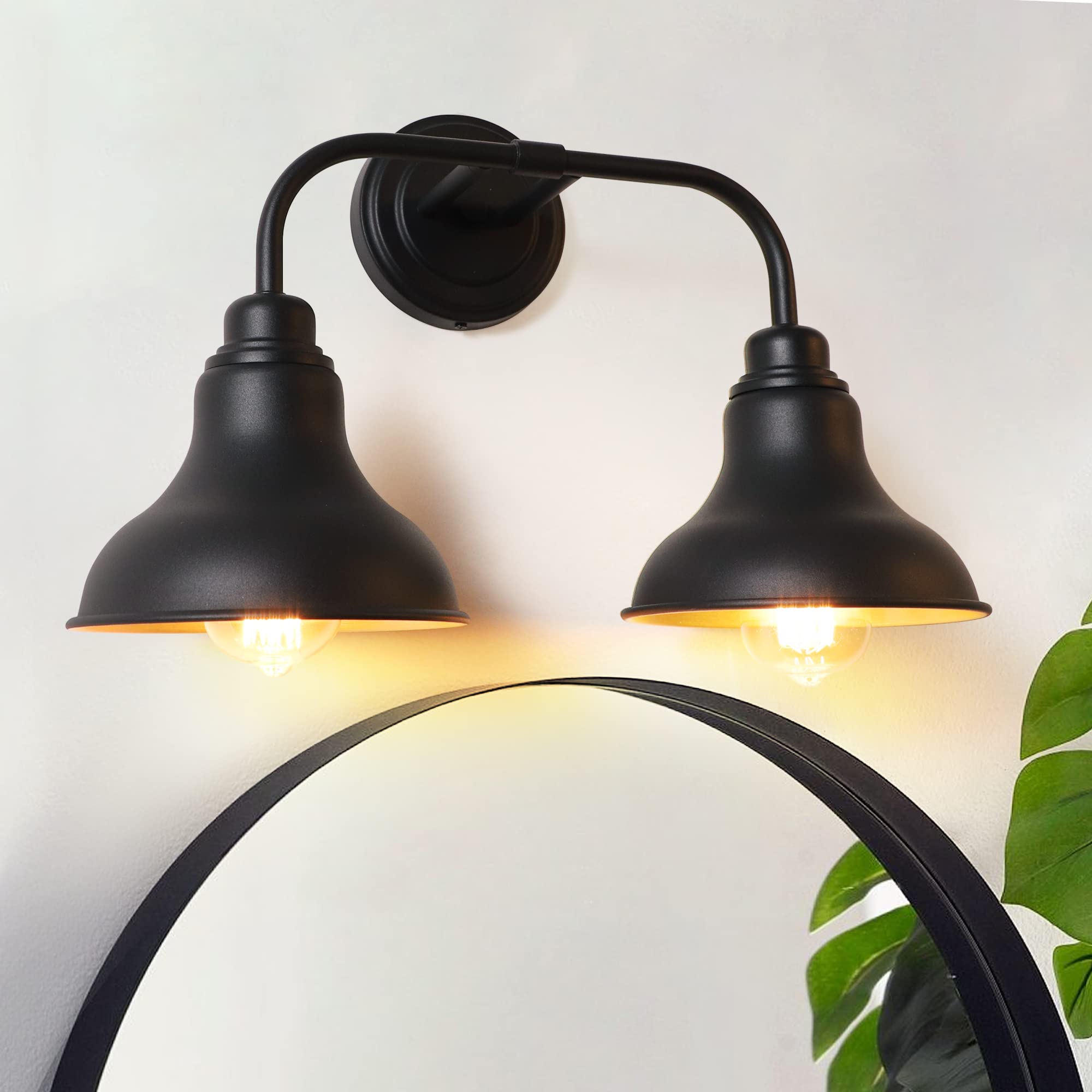 pasentel Matte Black Bathroom Light Fixtures, 2 Light Bathroom Vanity ...