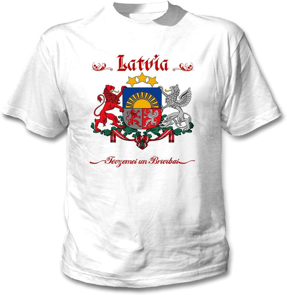 teesquare1st Men's Latvia White T-Shirt : Amazon.co.uk: Clothing