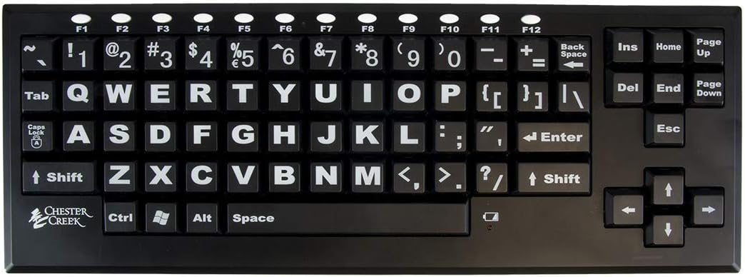 Large-Key Wireless VisionBoard Computer Keyboard-White Characters on ...