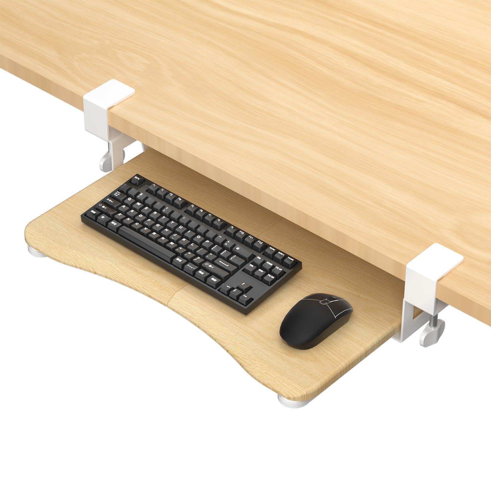 suptek Small Keyboard Tray Under Desk Pull Out with C Clamp Mount for ...