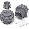 TAISHER 2PCS Black PVC 1'' Bulkhead Tank Connector Adapter Fitting with ...