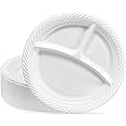 Amazon.com: PLASTICPRO 9 inch Round Plastic Plates 3 Compartment - 3 ...