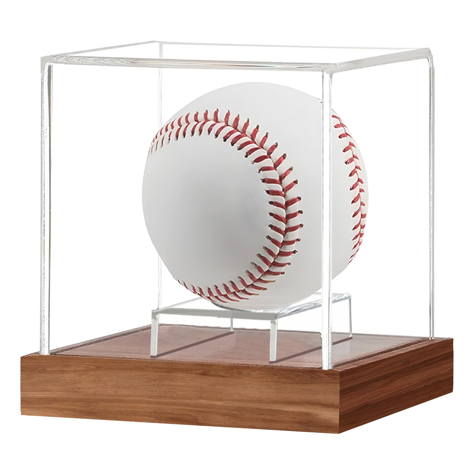 Baseball Display Case, Clear Baseball Holder with Wooden Base, Acrylic ...