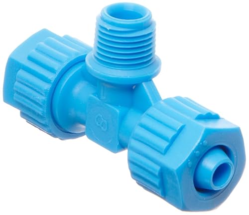 Tefen Fiberglass Polypropylene Compression Tube Fitting, Tee Adapter, Blue, 8 mm Tube OD x 1/4 ...