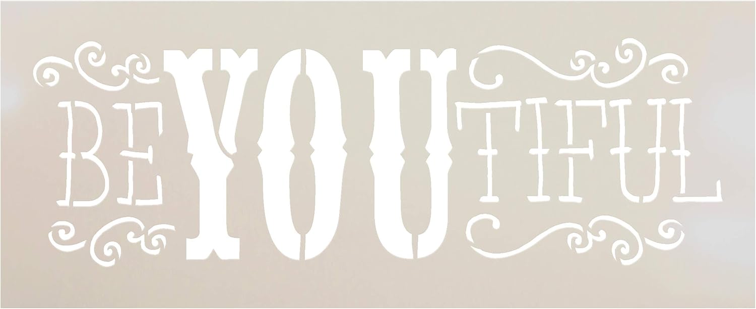 Amazon.com: Be-You-Tiful Stencil by StudioR12 | Fun Fancy Word Art ...