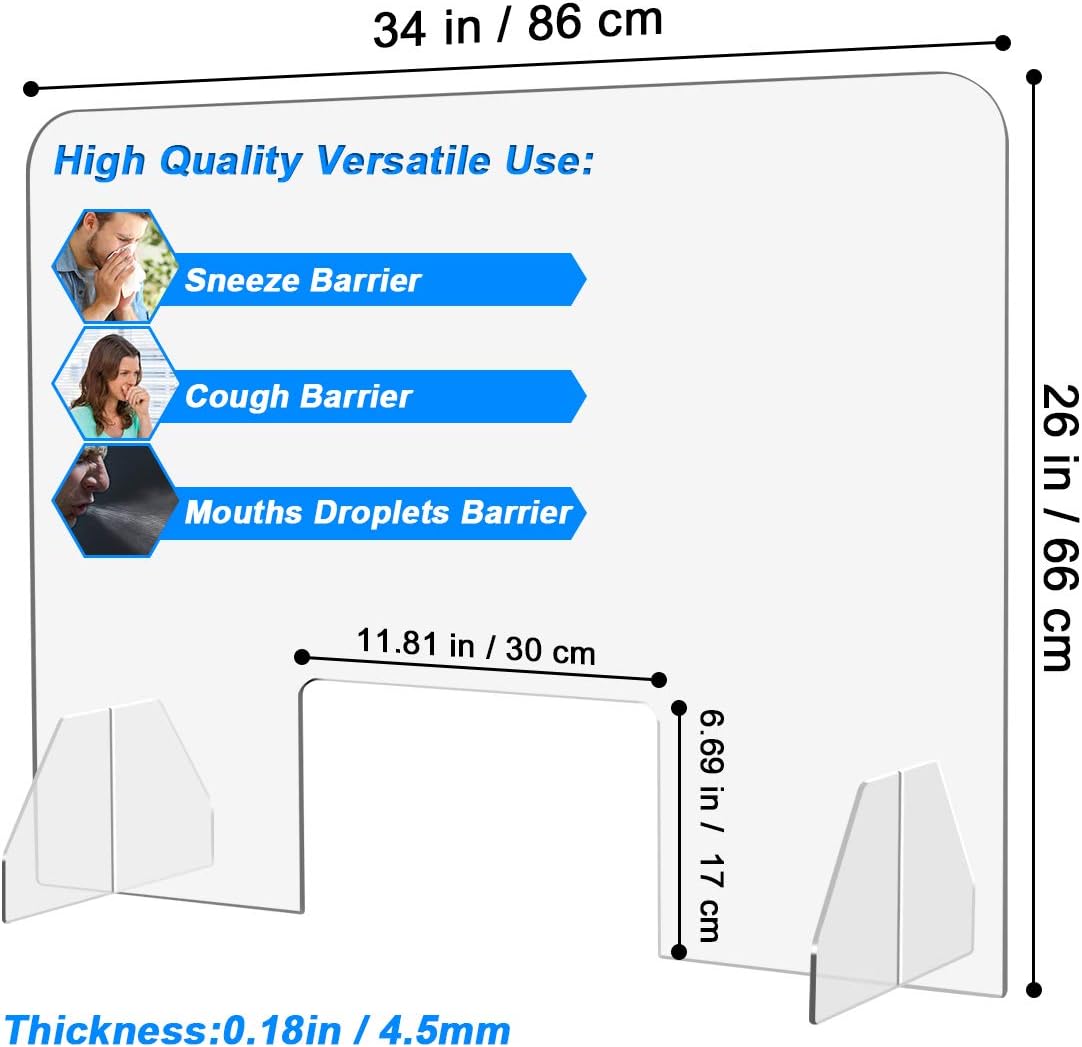 E-Sovinia 86 * 66cm Professional Perspex Screen Sneeze Guard for ...