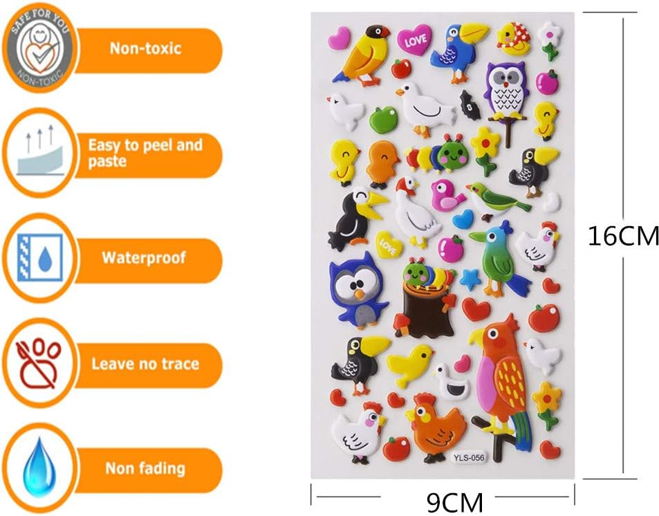 3D Stickers,1000 Pcs 3D Puffy Stickers for Kids Cartoon Craft Stickers ...