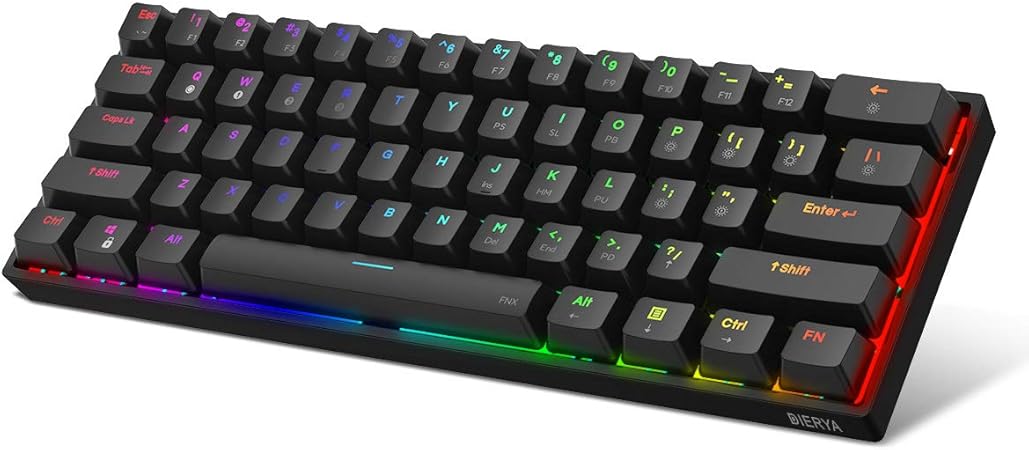 DK61E 60% Mechanical Gaming Keyboard, RGB Backlit Wired PBT Keycap ...