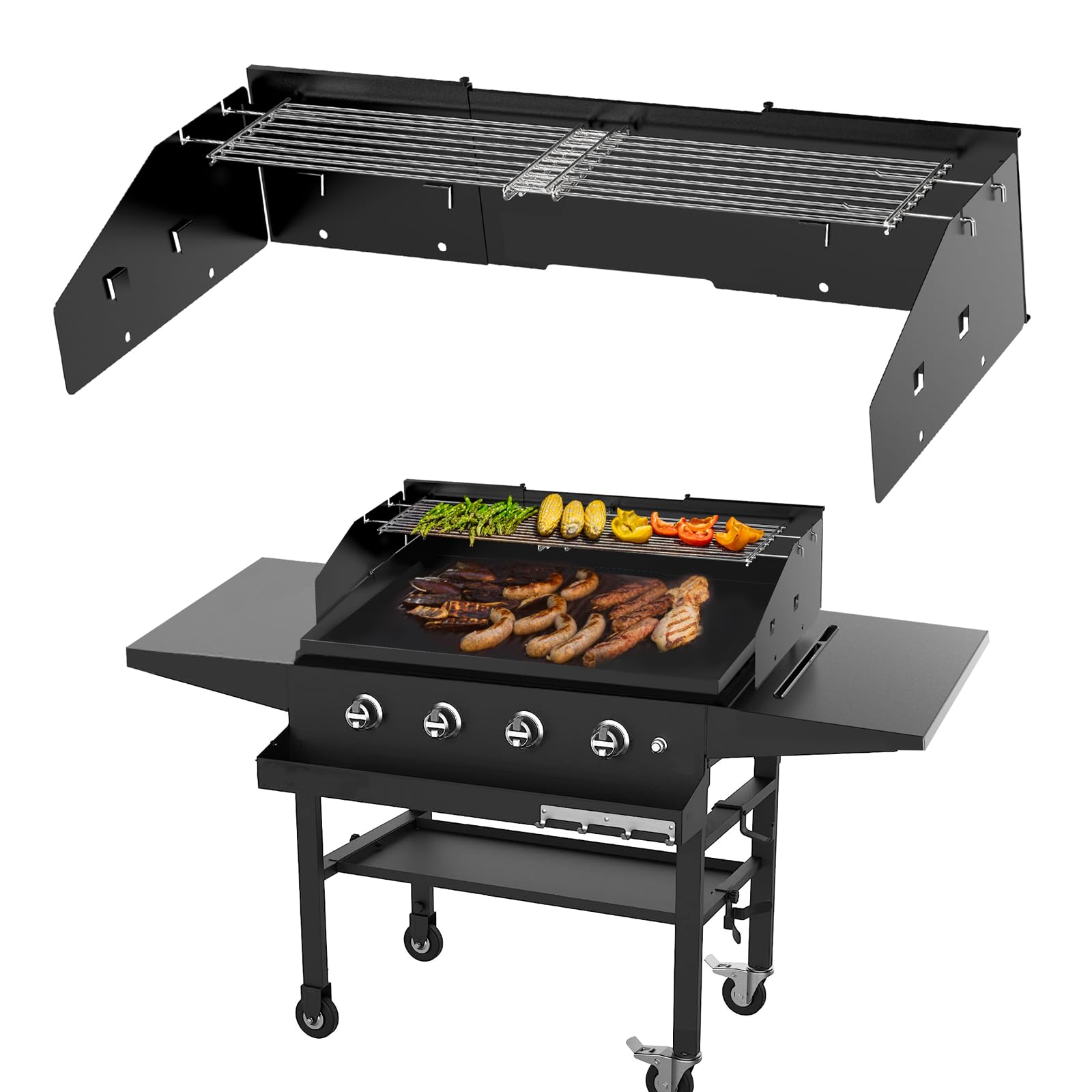 Universal Wind Guard and Warming Rack Set for Griddle From 28" to 36 ...
