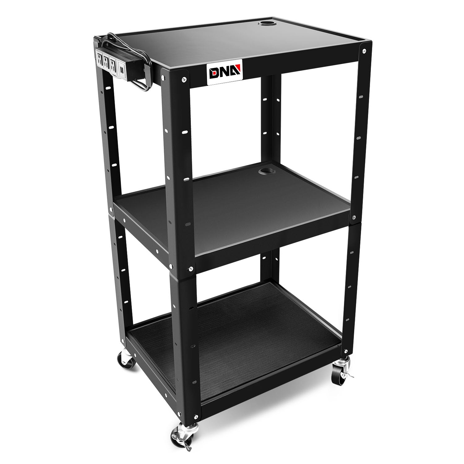 Mua 3-Layer Utility Steel AV Cart with Wheels Power Strip, 25" x 18" x ...