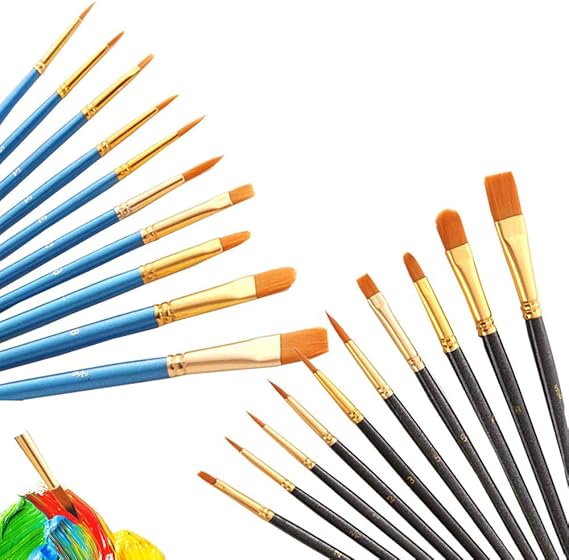 Künstler Pinsel Set, 20 Stück Nylon Acrylfarben Pinsel, für Aquarell ...