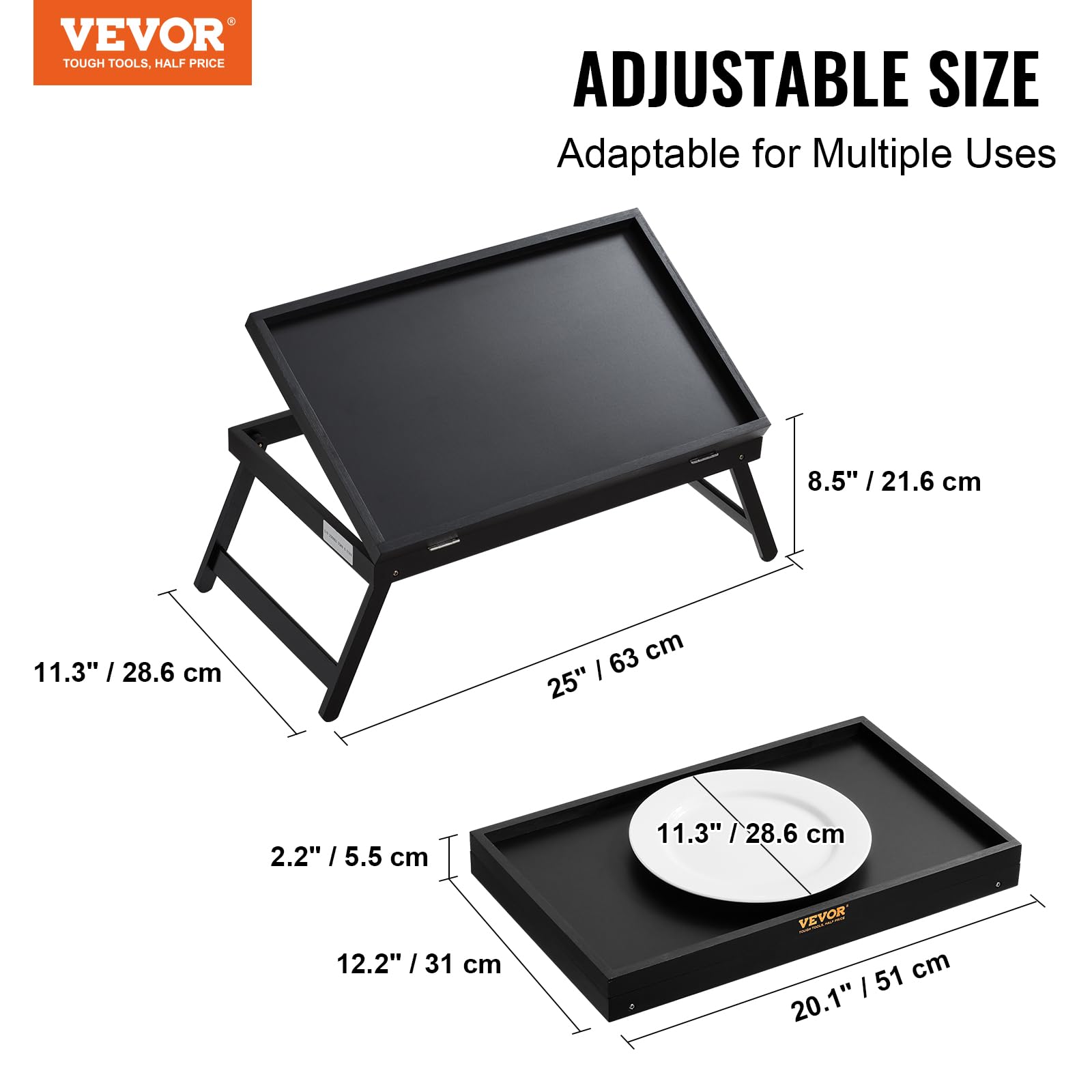 Mua VEVOR Bed Tray Table Foldable Legs 20"x12.2", Bamboo Breakfast Tray ...