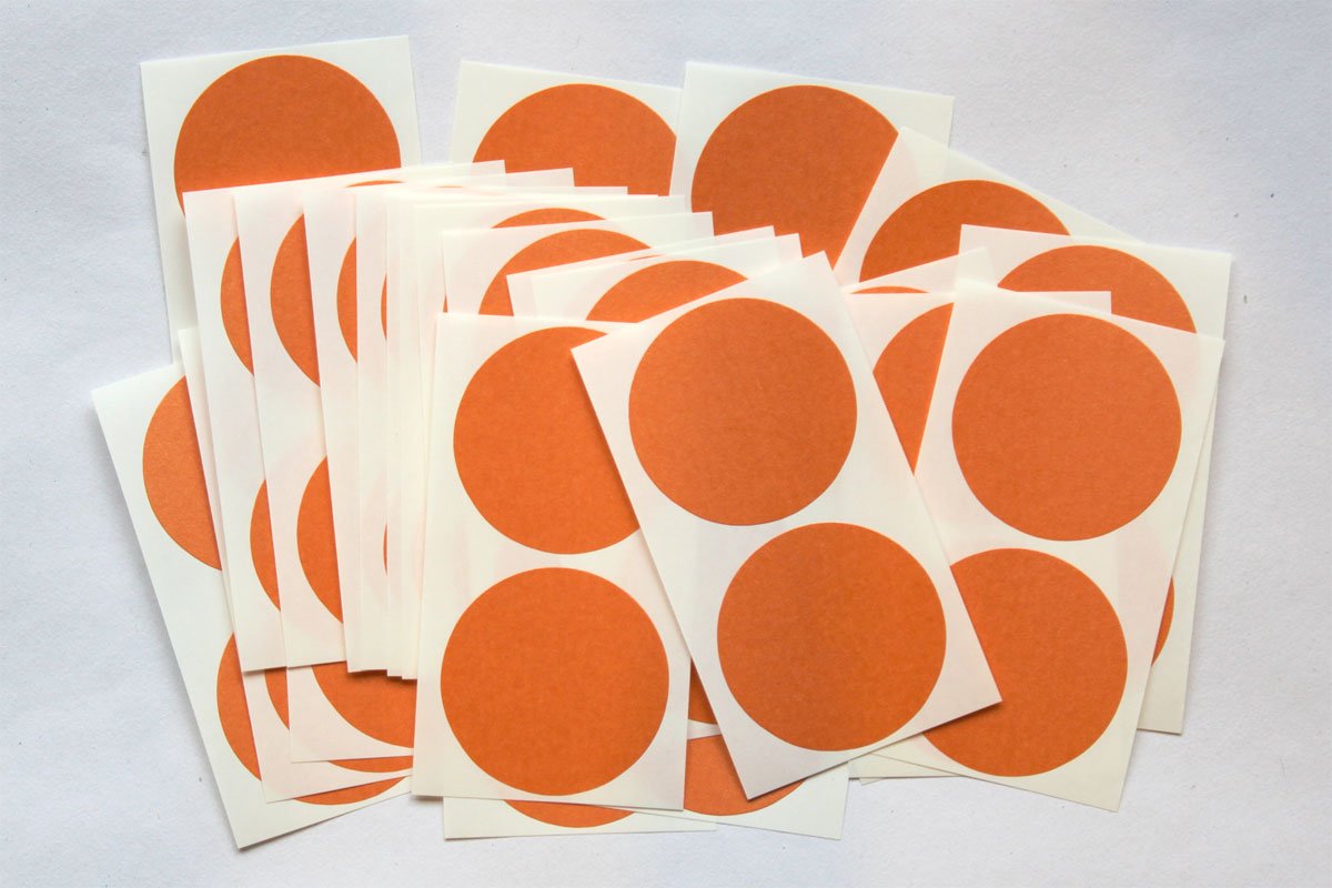 50 Orange Round Stickers - Sticky Coloured Self Adhesive Labels for ...