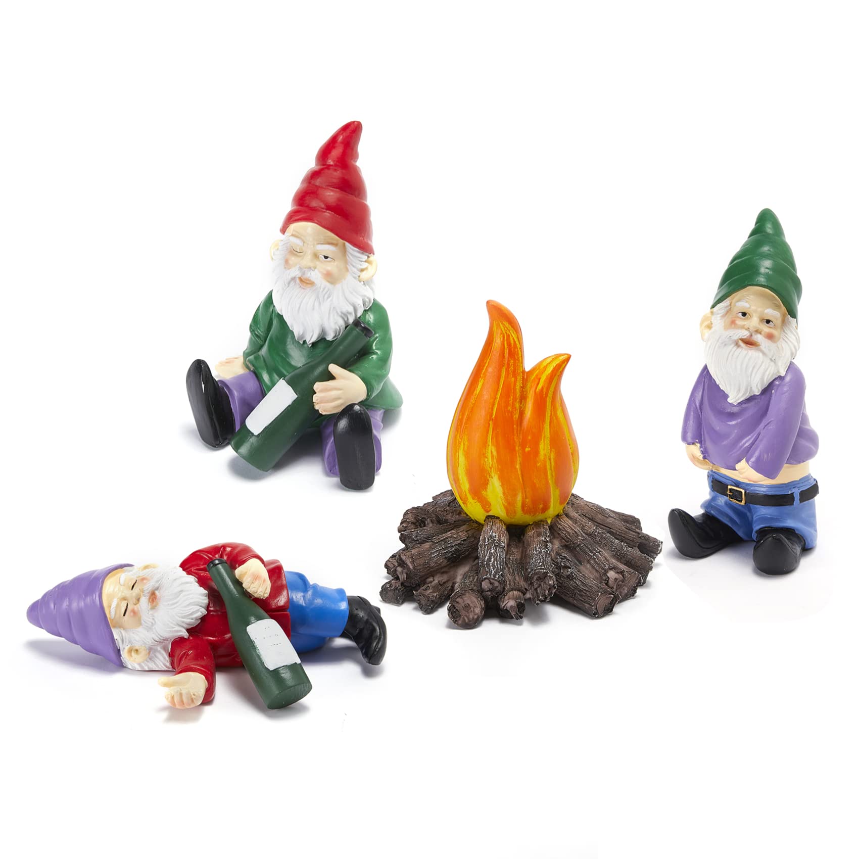 Extra Large Drunk Garden Gnomes Figurines | Set of 4 | Funny Dwarf ...