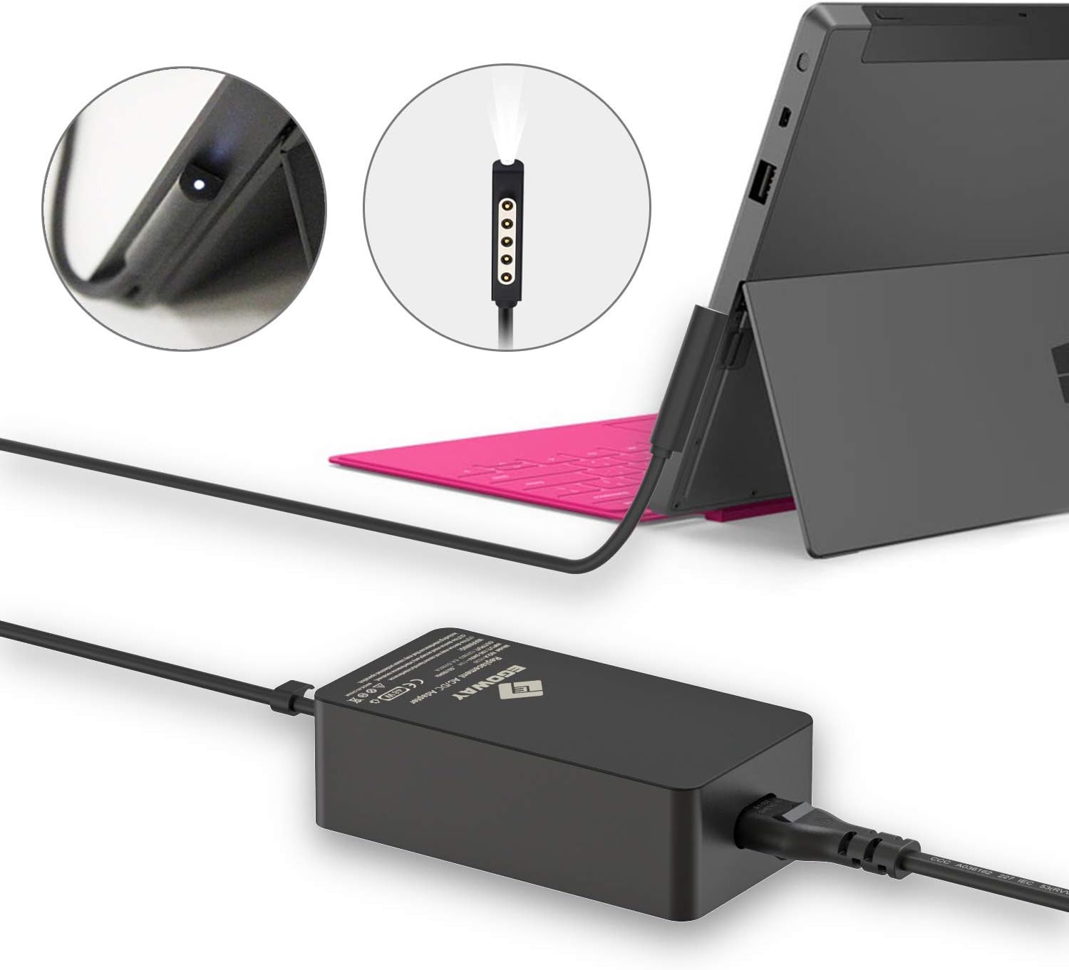 Surface Pro 2 Pro 1 Charger, E EGOWAY 48W 12V 3.6A Surface Power ...
