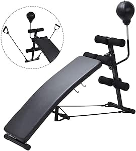 Amazon.com : GYMAX Sit up Bench with Speed Ball, Adjustable Curved ...