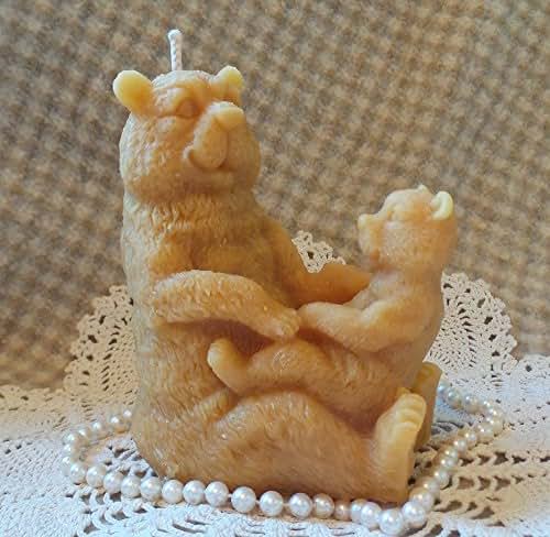Amazon.com: Beeswax Candle Bear Mama Bear and Cub Shaped Candle: Handmade