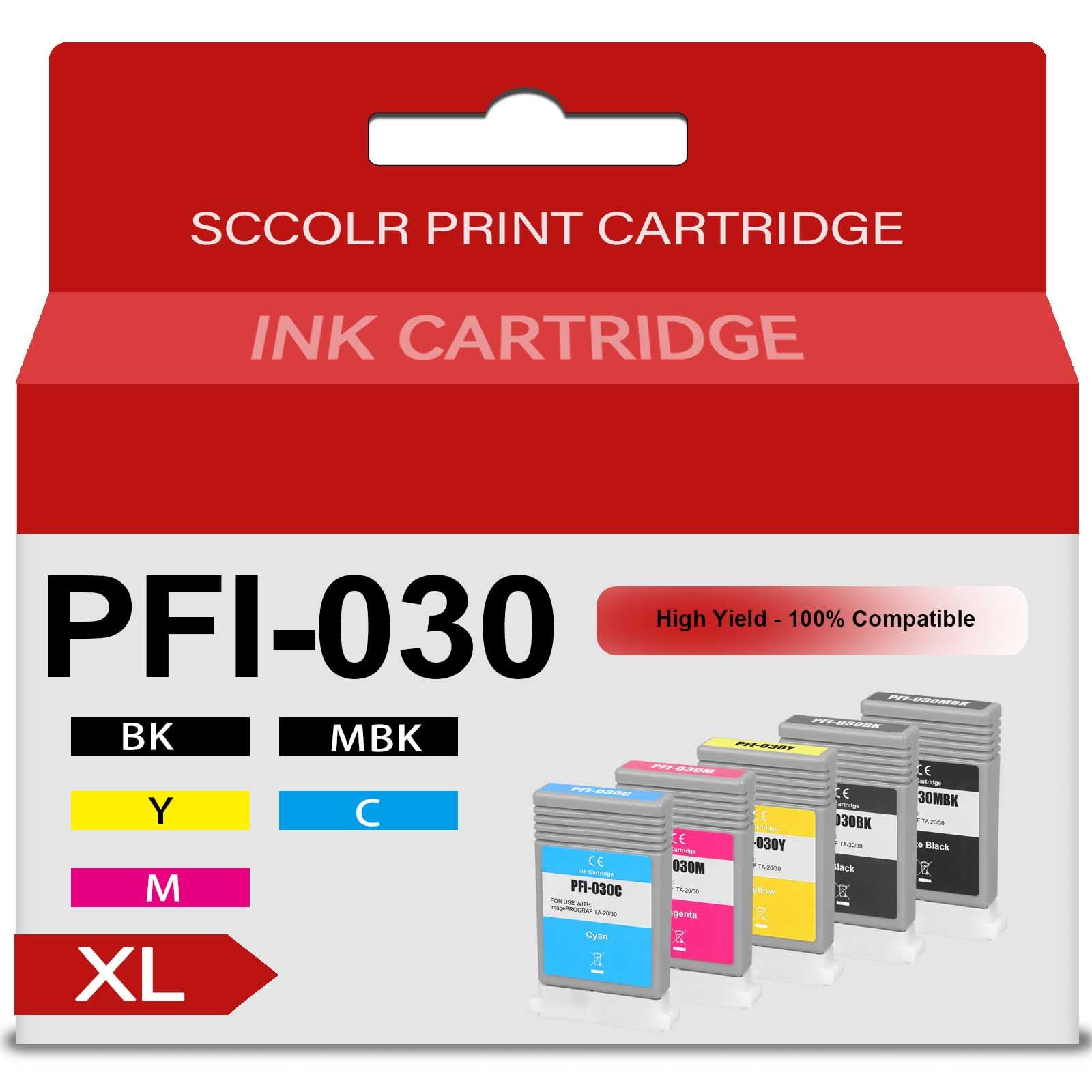 High Yield PFI030 PFI 030 PFI-030 Ink Cartridge PFI-030MBK PFI-030BK ...