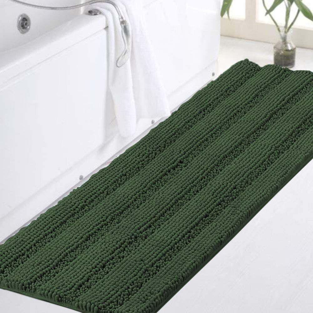 Turquoize Chenille Bathroom Runner Extra Long Bathroom Rug Shaggy ...