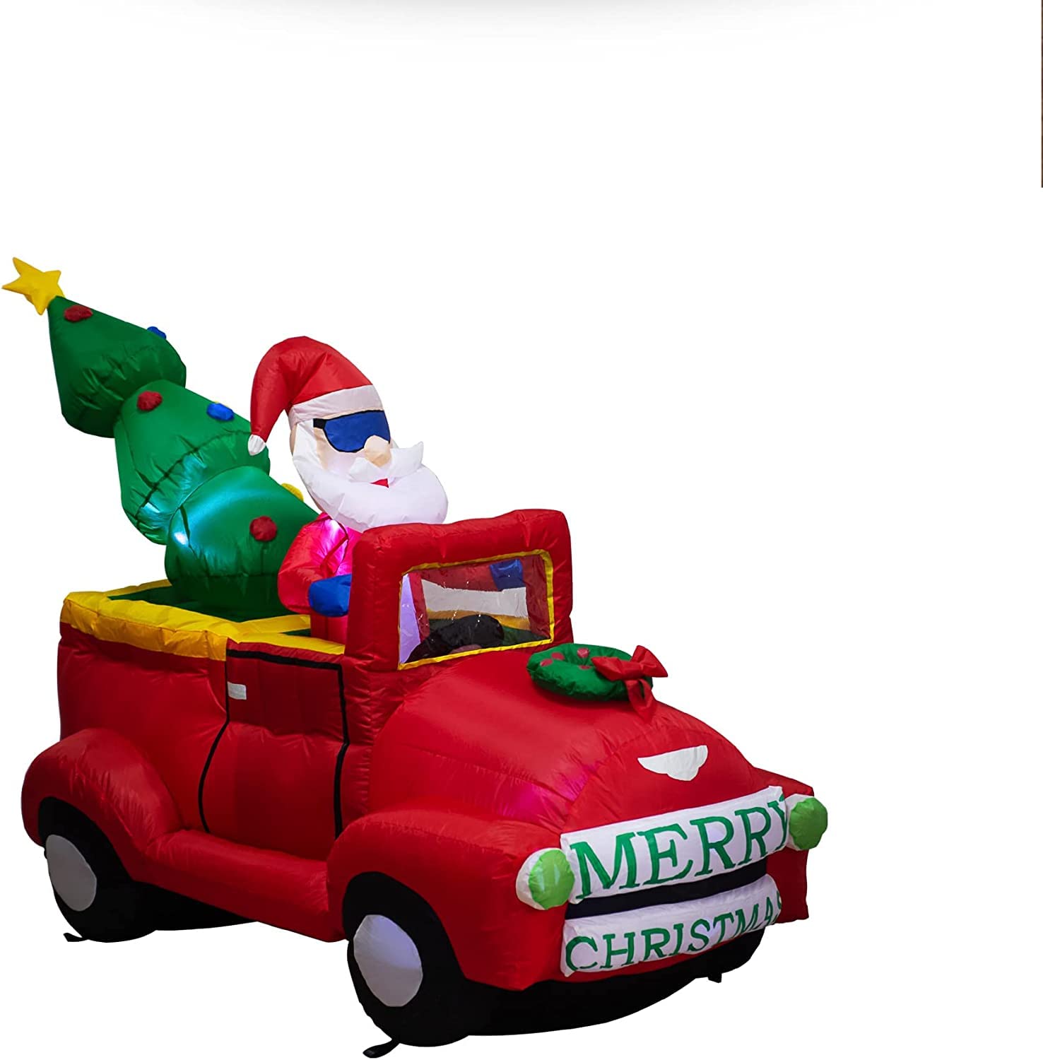 7FT Long Christmas Inflatable Car Decoration Blow up Santa Drives Red ...