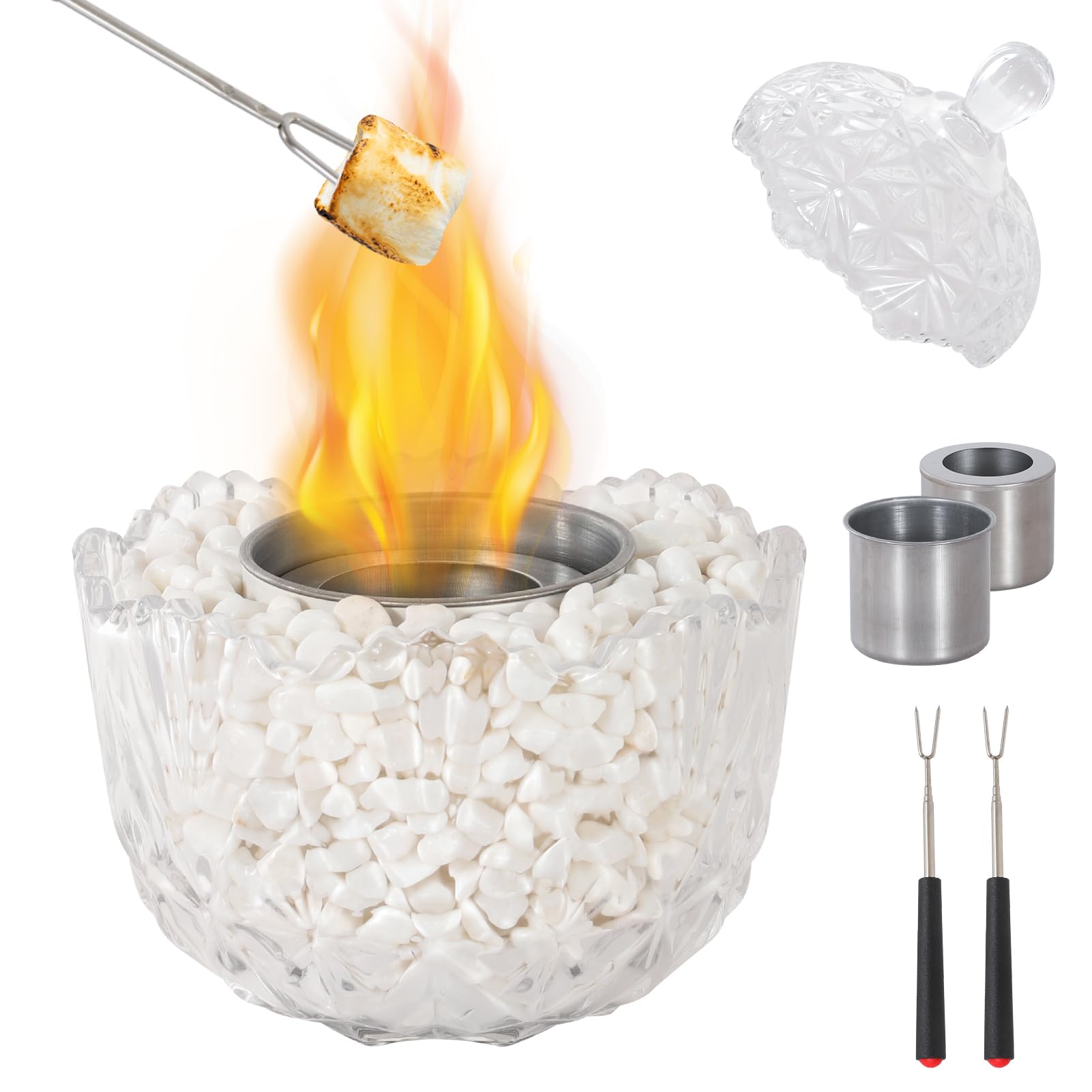 HMVPL Glass Table Top Firepit, Portable Small Table top Fire Pit ...