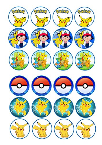 Buy 24 Pokemon Cake Toppers 4cm On Wafer Rice Paper Online at ...