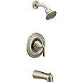 Moen Eva Brushed Nickel Posi-Temp Single-Handle Tub and Shower Trim Kit with Shower Head, Shower ...