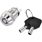 uxcell 12mm 2 Positions Key Locking Push Button Switch with 2 Keys NO ...