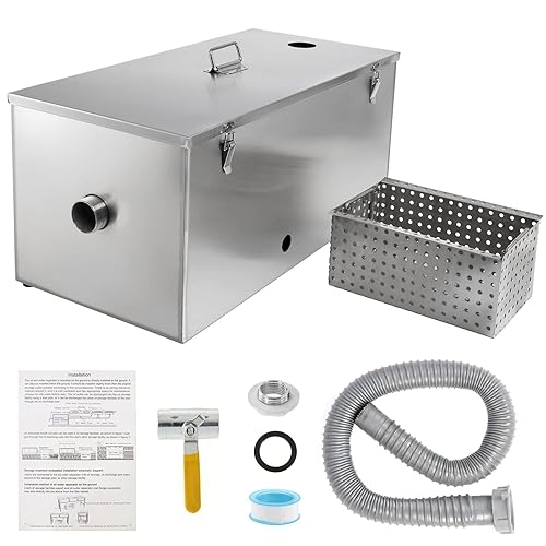 25LBS Top Inlet Commercial Grease Trap Under Sink, Grease Interceptor ...