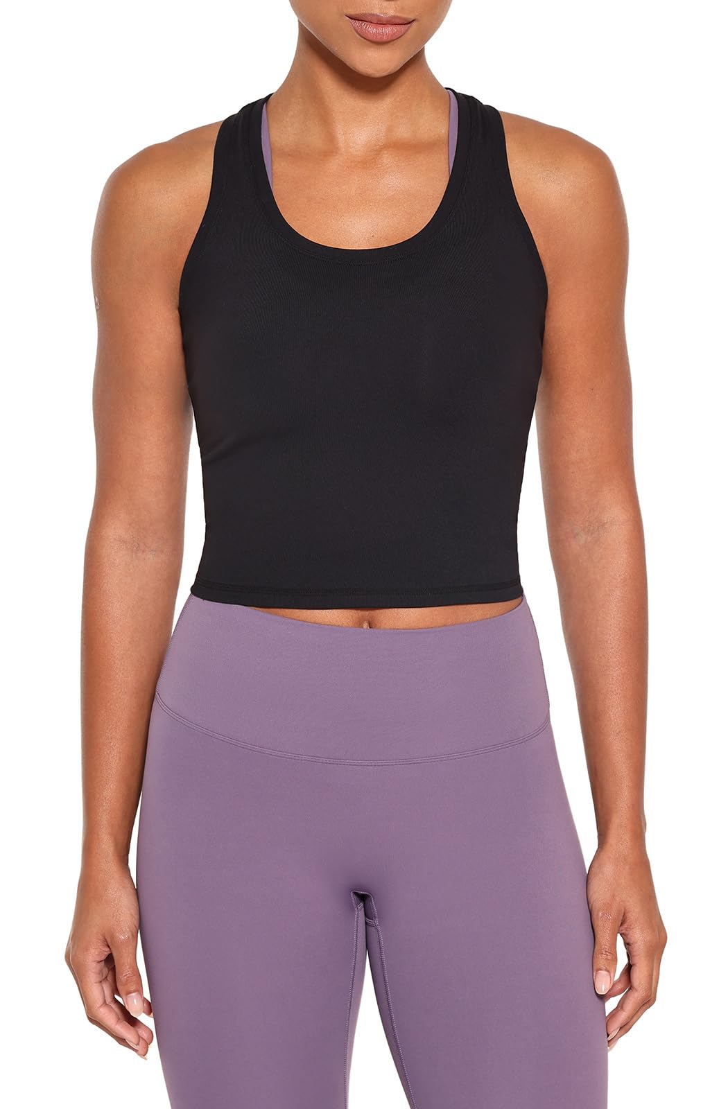 Lavento Women's Racerback Crop Tank Workout Running Yoga Tops (Black ...