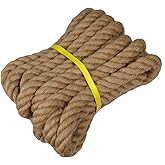 Twisted Manila Rope (1.5 Inch x 50 Feet) Hemp Jute Rope Natural Thick ...