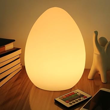 28cm Led Egg Lamp with Remote Control, Colour Changing Bedside Table ...