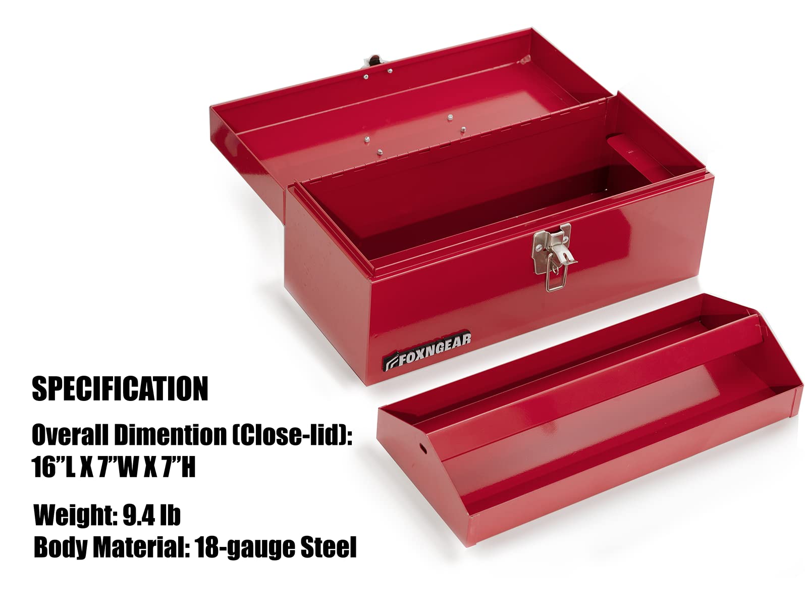 Mua 16" Portable Steel Heavy-duty Tool Box 18-Gauge with Metal Latch ...