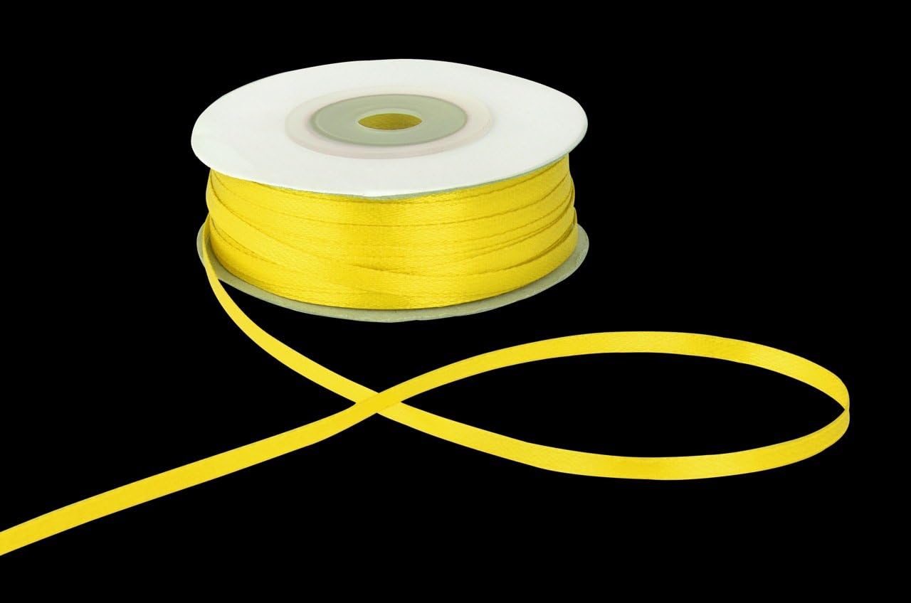 3mm x 50m Yellow Double Sided Satin Ribbon: Amazon.co.uk: Kitchen & Home