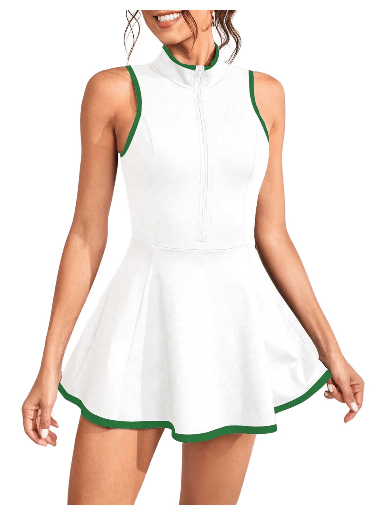 Floerns Women's Sleeveless Tennis Dress Collared Zip Up Athletic Golf ...