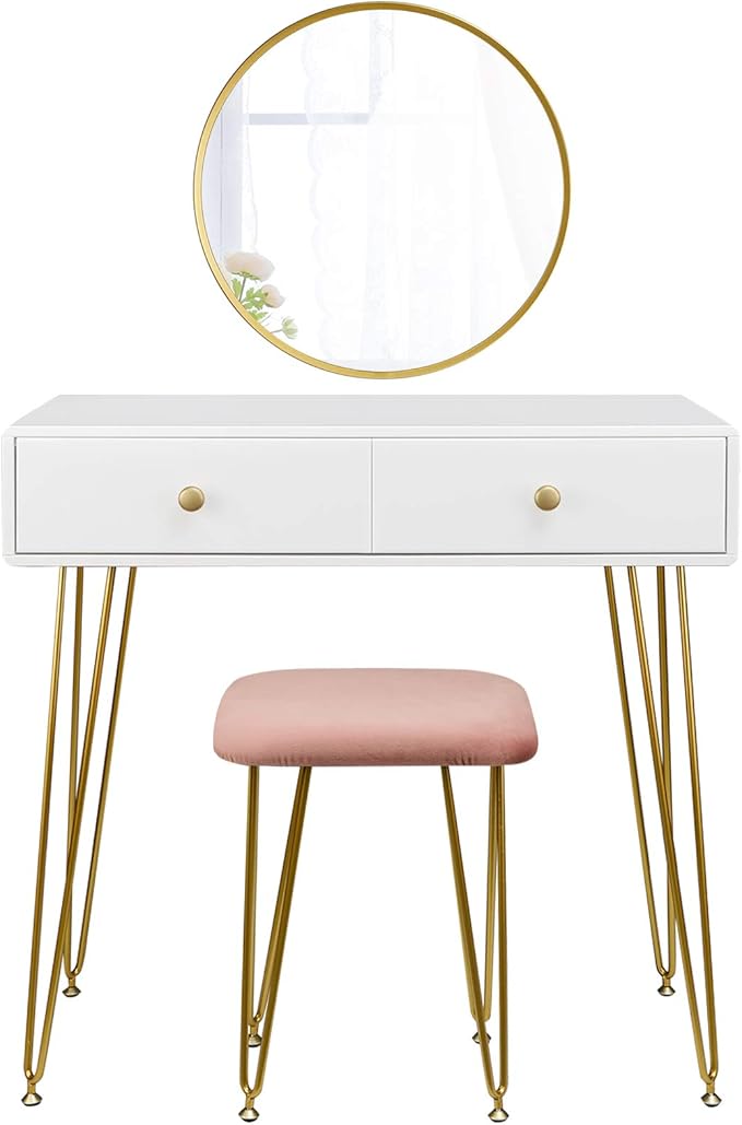 EUGAD 0018SZT Coiffeuse Table cosmétique avec Tabouret et Miroir Rond ...
