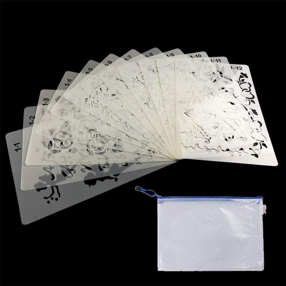 Drawing Painting Stencils, Set of 12 Scale Template Sets Plastic ...