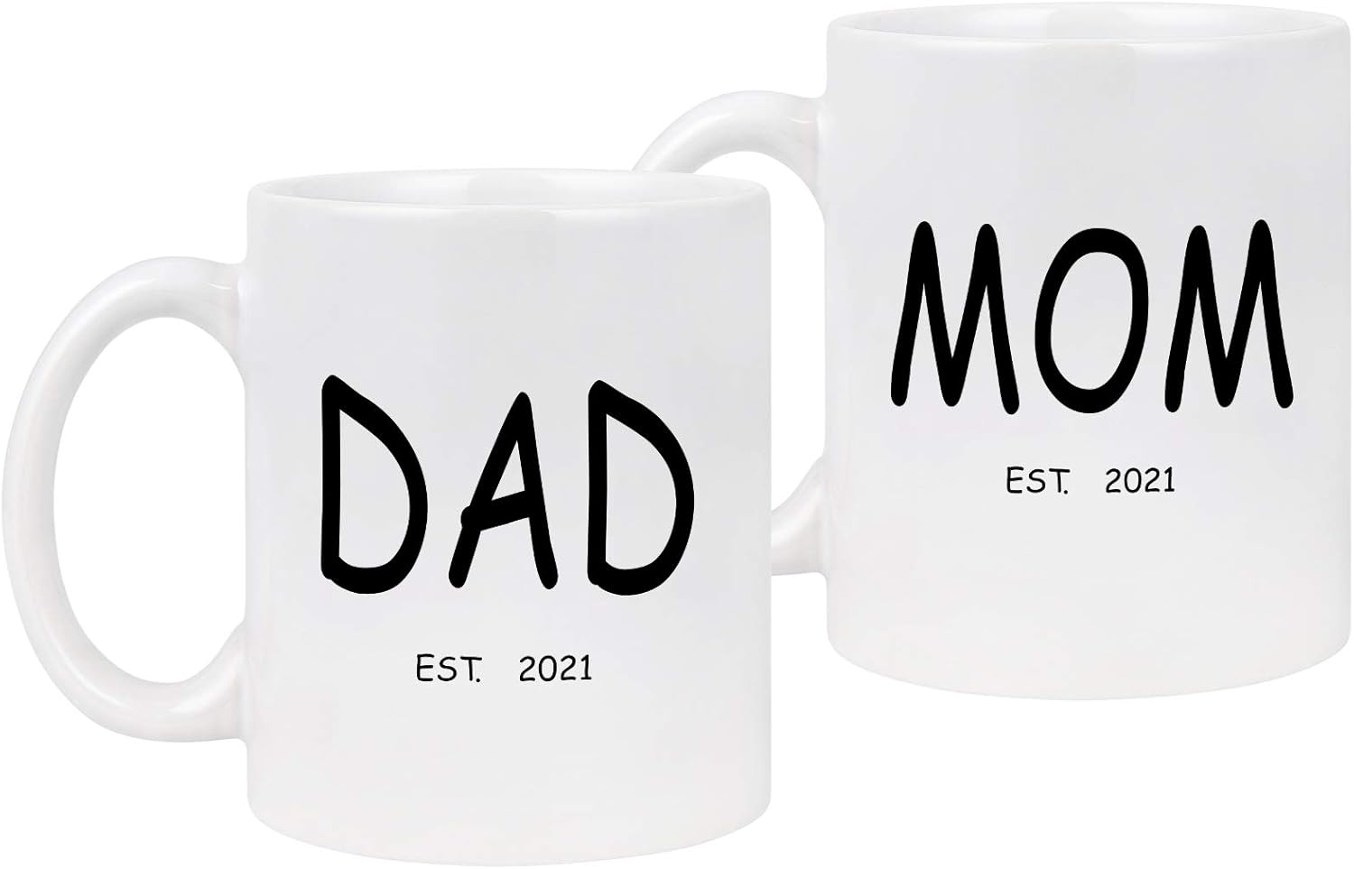 Amazon.com: Mom and Dad Coffee Mug Set Est 2021 New Parents Gifts Mom ...