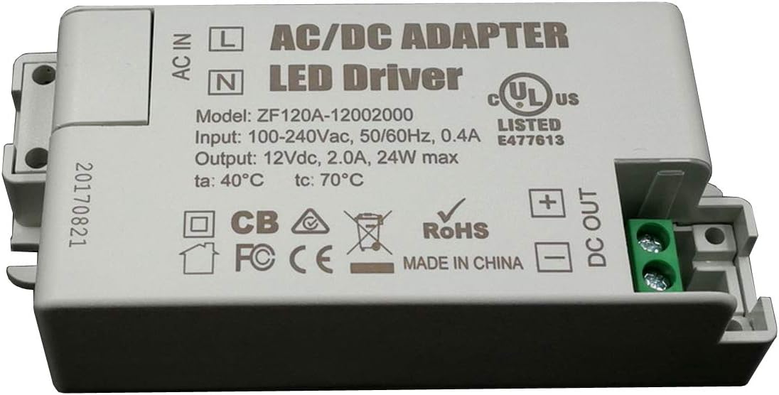 ZF120A-12002000 100-240V 2A 24W Constant Voltage AC/DC Adapter LED ...