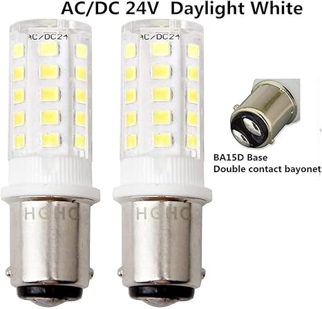 Amazon.com: HGHC LED Ba15d 24V AC/DC 5W Daylight 6000K Double Contact ...
